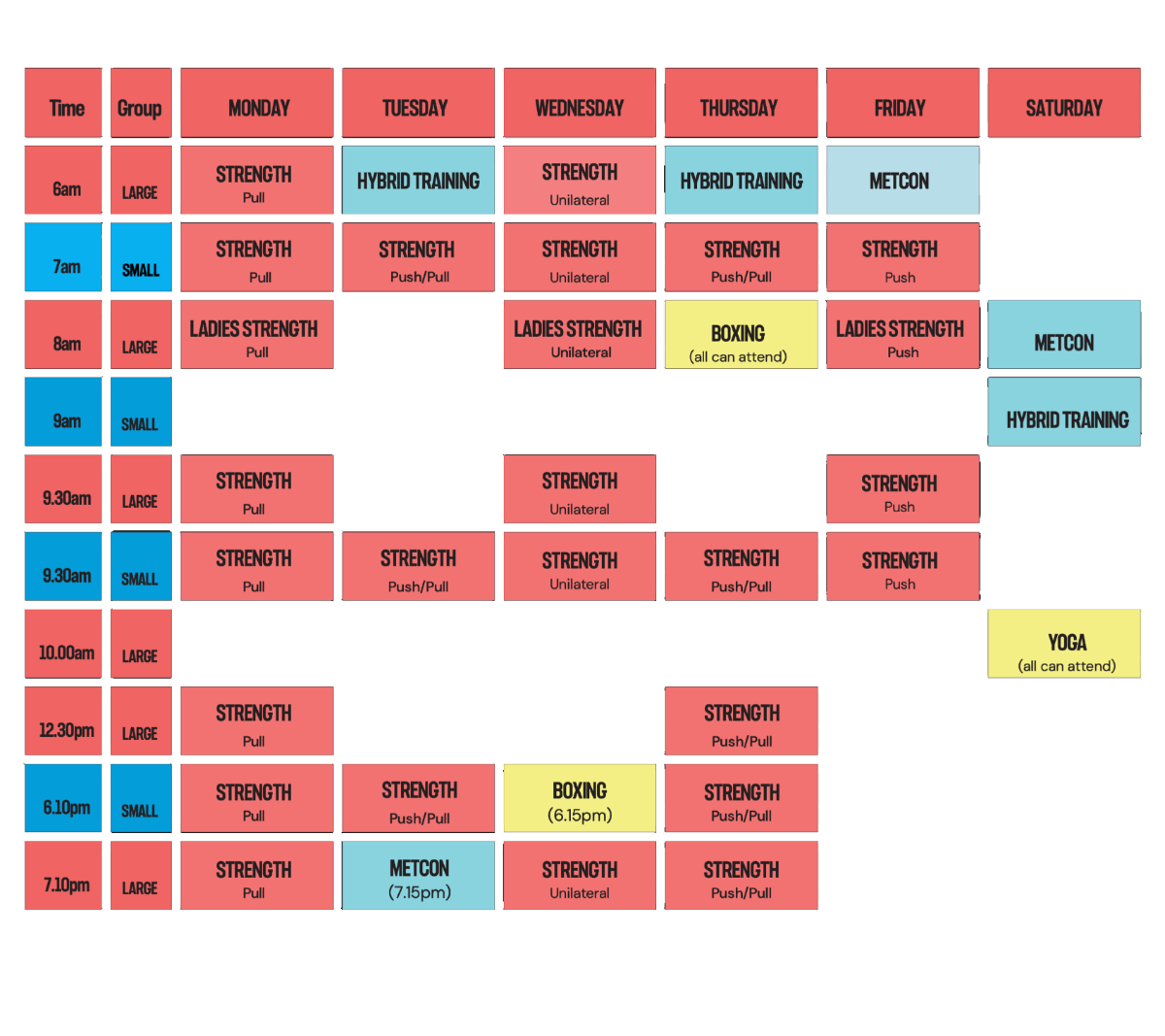 Class Timetable - Coached